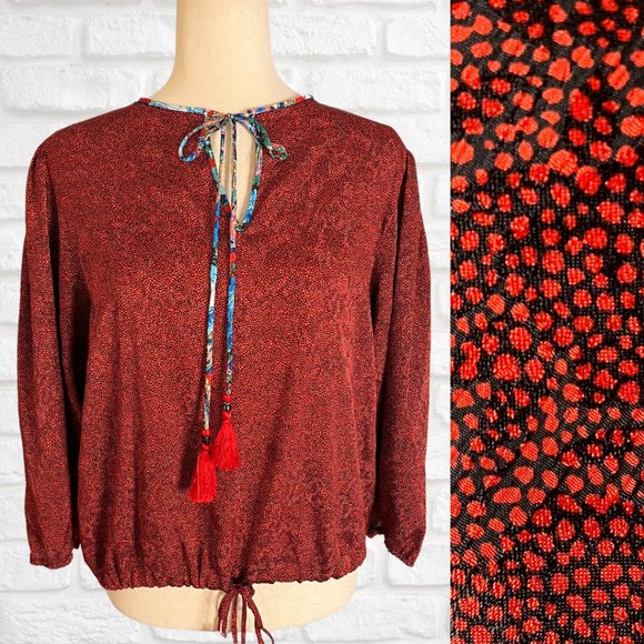 Vintage | Tops | Vintage Diane Freis Long Sleeve Polka Dot Tassels ...
